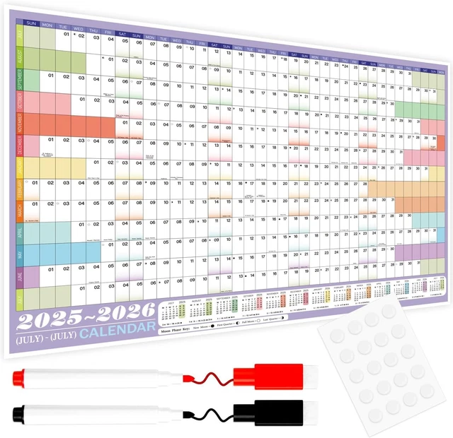 VEYLIN ACADEMIC WALL Planner 2025-2026, JULY 2025- 2026 Calendar... £7. ...