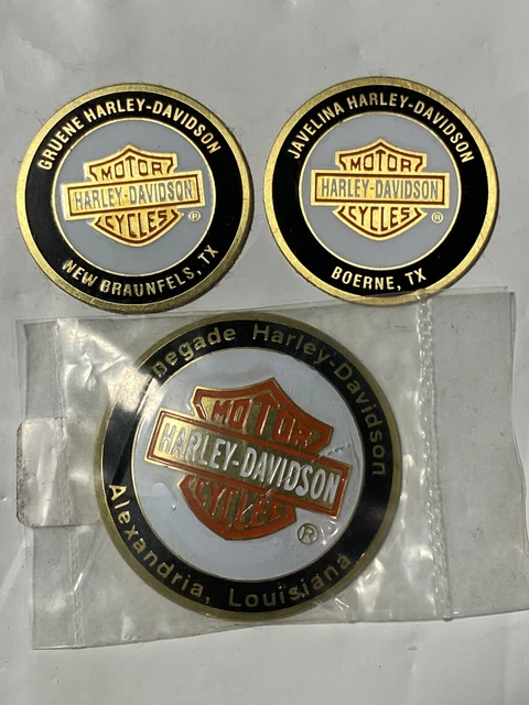 LOT OF 3 HARLEY-DAVIDSON DEALER OIL DIP DOTS ~ BAR & SHIELD LOGO ...