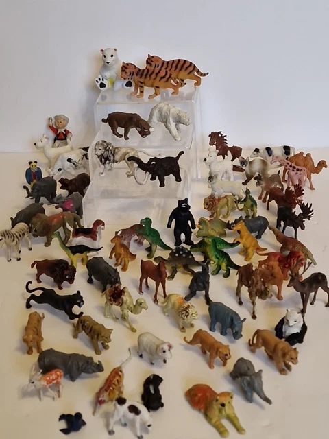 PLASTIC ANIMALS VINTAGE Modern Zoo Safari Farm Dinosaur Bundle Inpro ...