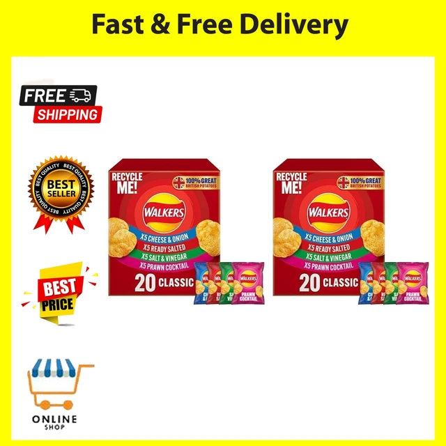 WALKERS CLASSIC VARIETY Multipack Crisps Box 20x25g (Pack of 2) £11.10 ...