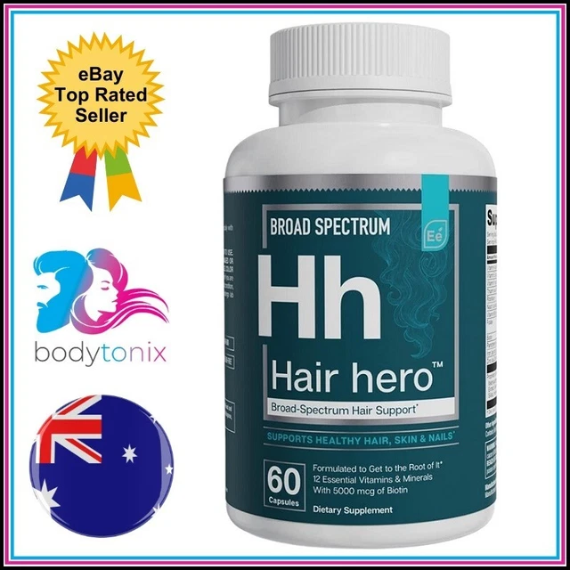 HAIR HERO DHT Blocker Biotin POWERFUL Hair Growth Formula Vitamins ...