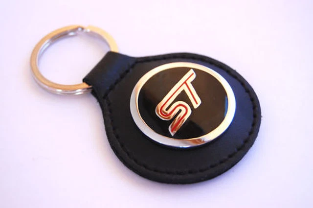 RICHBROOK 'OFFICIAL LICENSED' Ford ST Logo Keyring with BLACK Leather ...