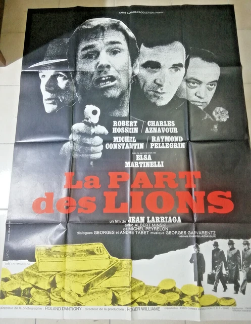 ANCIENNE AFFICHE DE cinéma originale - " LA PART DES LIONS " - 120 x 160 cm EUR 20,00 - PicClick FR
