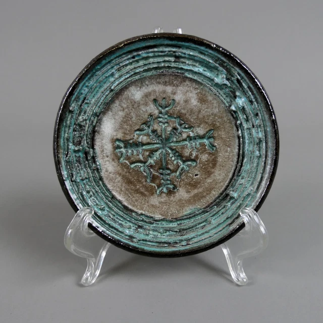VINTAGE ICELAND GLIT Lava Art Magic Symbol Snowflake Jewellery Pin Dish ...