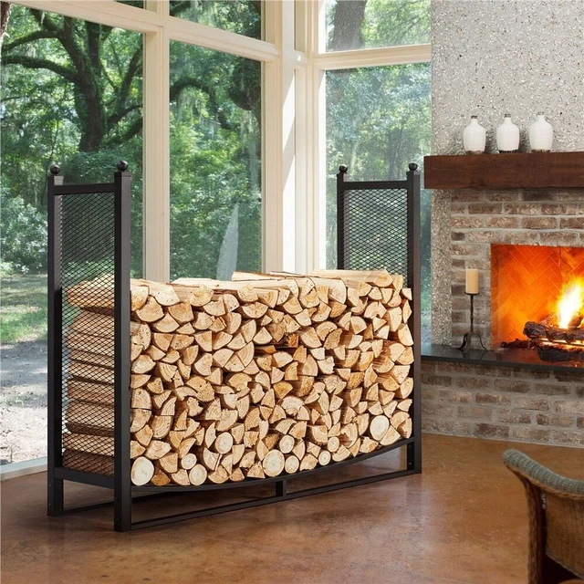 YAHEETECH 4FT HEAVY Duty Steel Firewood Log Rack Wood Black $108.99 ...