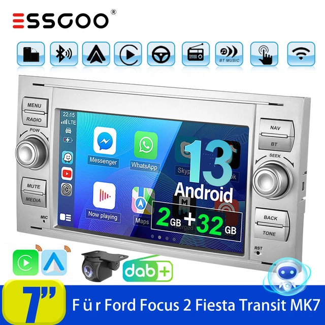 AUTORADIO ANDROID DAB + KAM Carplay 32G BT GPS per Ford Focus C/S-Max ...