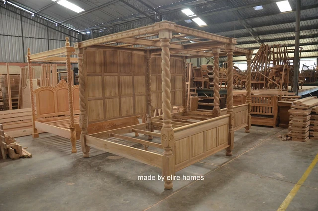 TEAK WOOD Super King size 6' Raw Natural finish Four poster canopy Tudor Bed £780.00 - PicClick UK