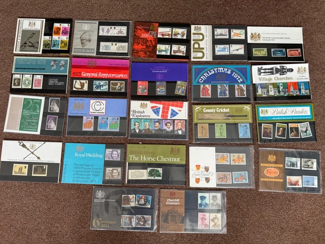 22 DIFFERENT ROYAL Mail Stamp Presentation Packs 1970-75 - All Listed ...