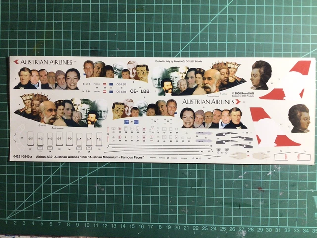 DECALS 1:144 AIRBUS A321 Austrian Millennium Revell 04251 ohne ...
