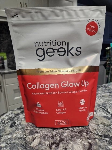 NUTRITION GEEKS COLLAGEN Glow Up Powder 14000mg, 420g, 30 Servings £11. ...