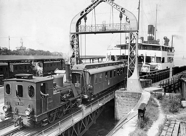 FERRY FROM WARNEMUENDE / Germany to Gedser / Denmark trains wag- 1920 ...