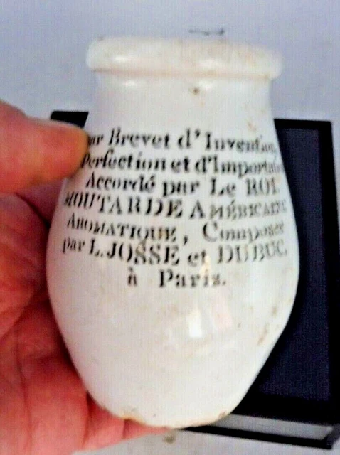 RARE POT A MOUTARDE GRAND FEU brevet d'invention accordé par le ROI ...