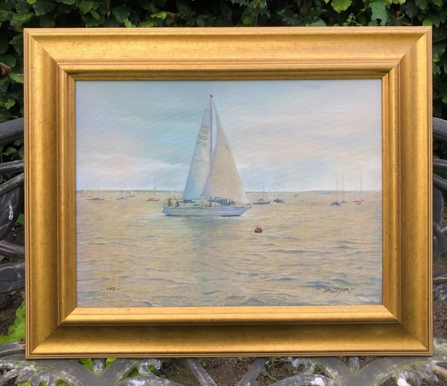 DON STYLER 2003 signiertes Original Ölgemälde Devon Küste Segelboot ...