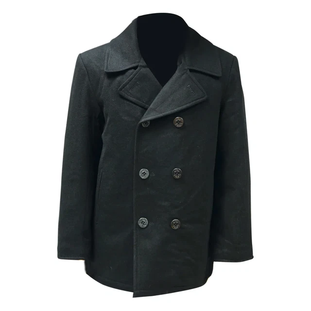 MENS NAVAL PEA Coat Reefer Jacket Wool Coat £33.96 - PicClick UK