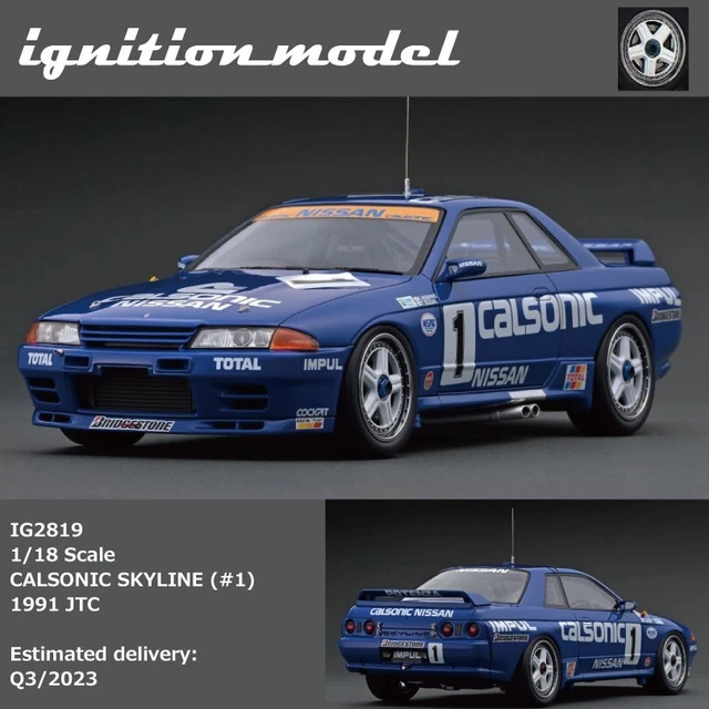 IGNITION MODEL 1:18 Nissan Skyline R32 GT-R Calsonic #1 1991 JTC IG2819 ...