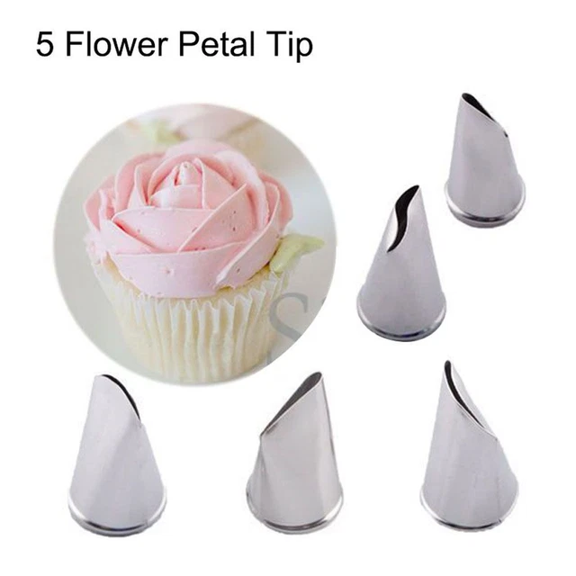 BAKING ROSE PETAL Icing Piping Nozzle Cake Decorating Tool Stainless ...