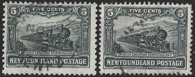 NEWFOUNDLAND 1928-29 5C Slate-Grey BOTH PERF VARIETIES SG.168/168a Used ...