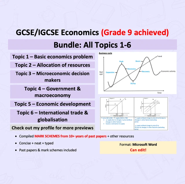 Cie Igcse Economics Revision Notes Grade 9 Achieved £18 00 Picclick Uk