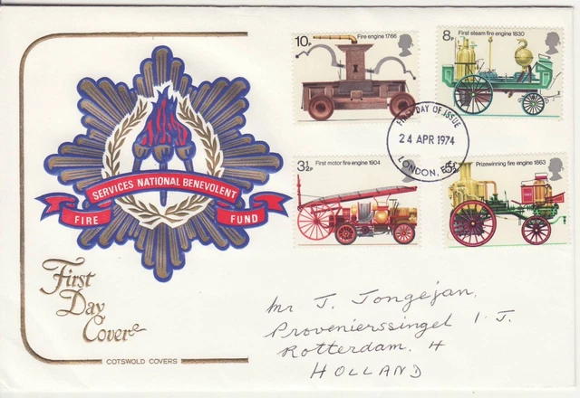 GB STAMPS FIRST Day Cover Fire Prevention, engine, ladder, steam ...