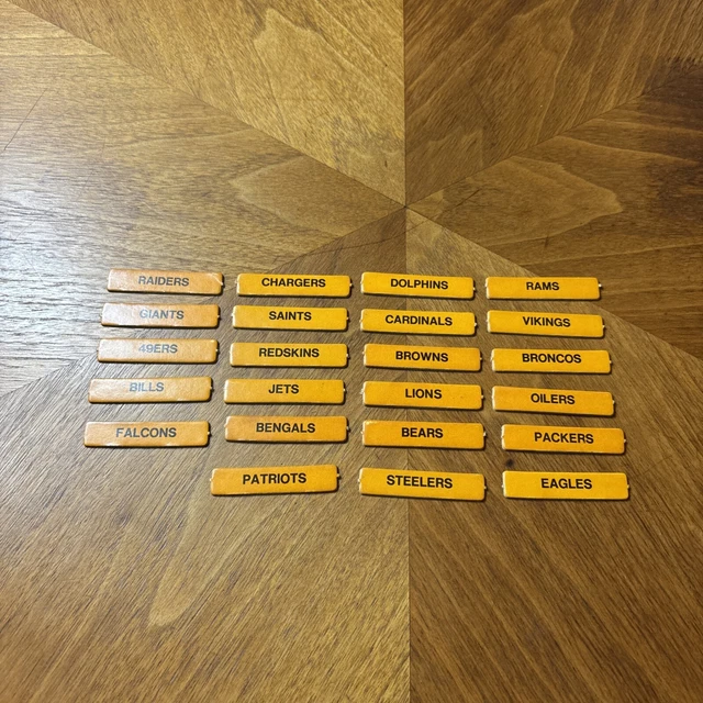 VINTAGE TUDOR ELECTRIC Football Cardboard Scoreboard Team Name Tabs 23 ...