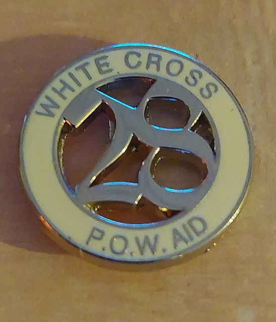 VINTAGE 28 WHITE Cross P.O.W. AID badge 1980s ISD BH £3.00 - PicClick UK