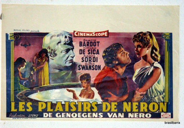 AFFICHE ANCIENNE DE CINEMA BELGE : LES PLAISIRS DE NERON 1956 BRIGITTE ...