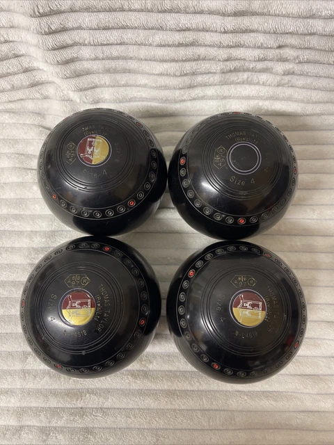 THOMAS TAYLOR LIGNOID Lawn Bowls Set of 4 Size 4 A97 Black £49.99 ...