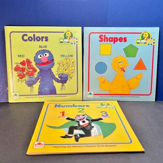 BIG BIRD BEEP Books Lot of 3 Colors Shapes Numbers No Beeper Sesame ...