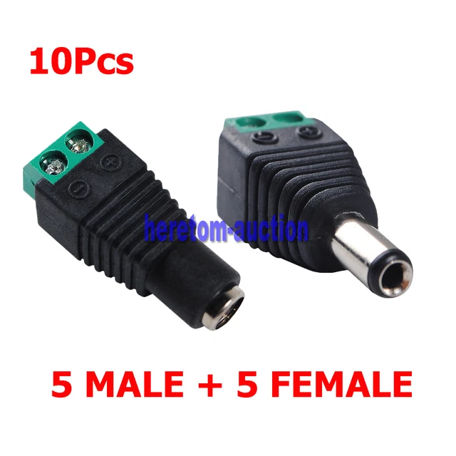 12V DC POWER CCTV Camera Male Female Connector Adapter Plug Jack Socket ...