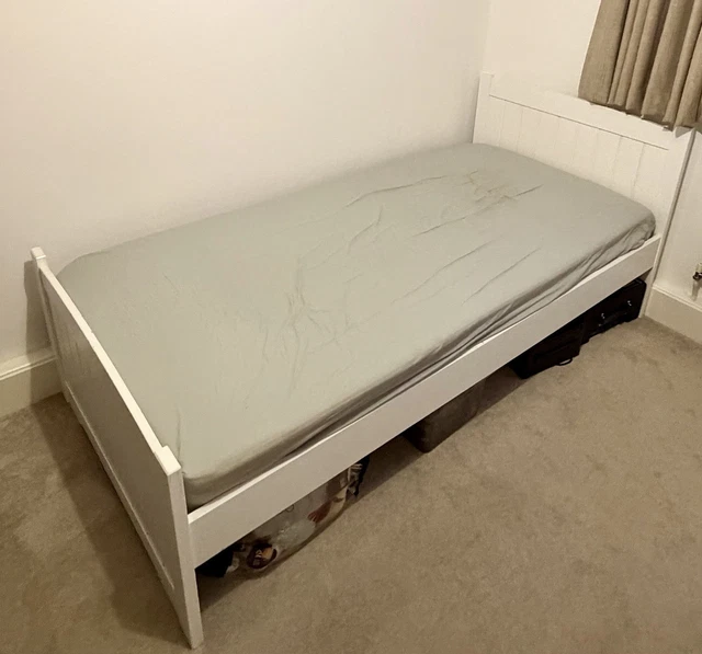 ASPACE CHILDREN'S SINGLE Bed Frame in Silk White with good mattress £ ...