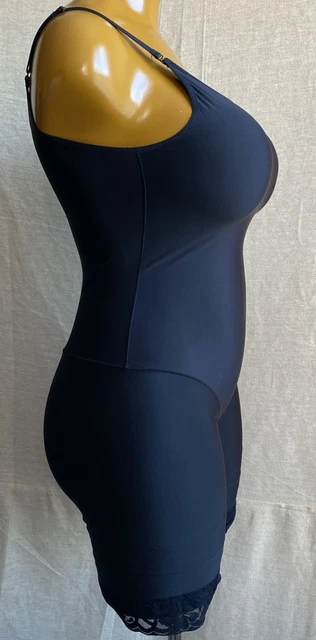 FULL BODY SHAPE Wear Garment, Black Slippery Satin Nylon & Lace, Size ...