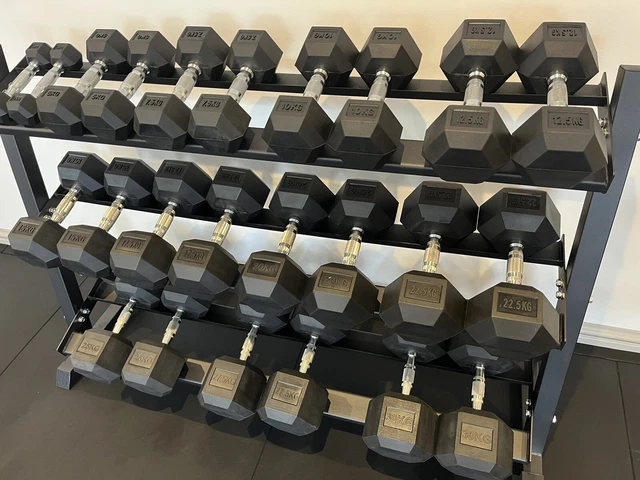 HEX DUMBBELL SET - 2.5-30kg (12 pairs). Dumbbells Only. Rack Not ...