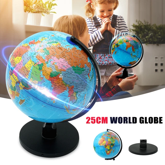 25CM ROTATING EARTH Globe World Map Stand Geography Educational Toy ...
