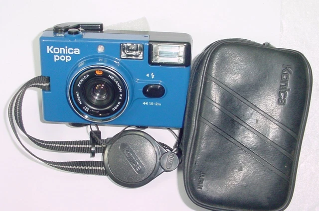 KONICA POP 35MM Film Point and Shoot Camera 36mm F4 Lens in Blue £94.99 ...