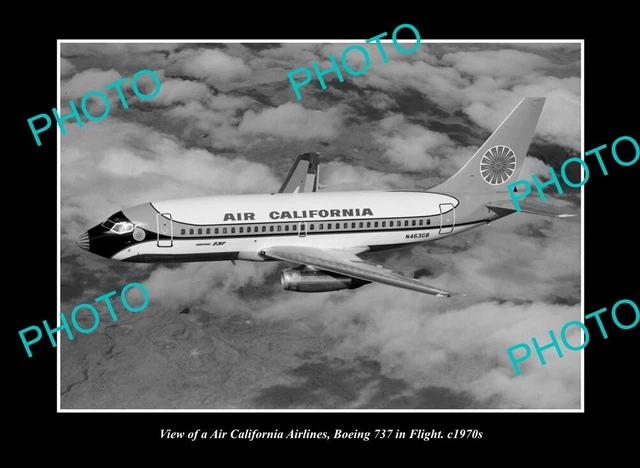 OLD POSTCARD SIZE AVIATION PHOTO AIR CALIFORNIA BOEING 737 AEROPLANE ...