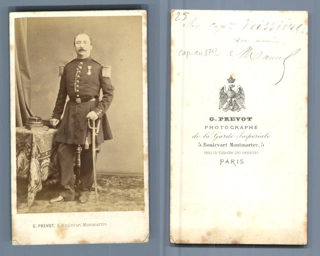 MAUREL, CAPITAINE DE l'infanterie de ligne 87eme Vintage albumen Carte ...