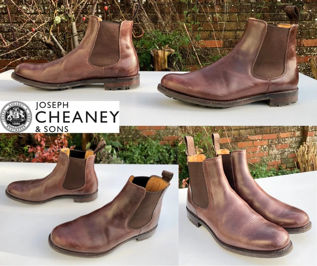 JOSEPH CHEANEY MEN’S Chelsea Boots DARK | CONKER BROWN Leather 43.5 UK ...