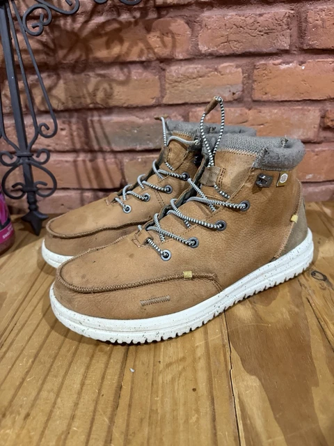 HEY DUDE MEN'S 10 Bradley Leather Cognac Brown Lightweight Ankle Boots ...