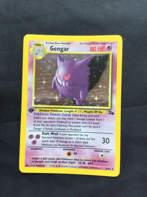 POKEMON CARDS: FOSSIL 1st Edition Rare Holo: Gengar 5/62 £159.00 - PicClick UK