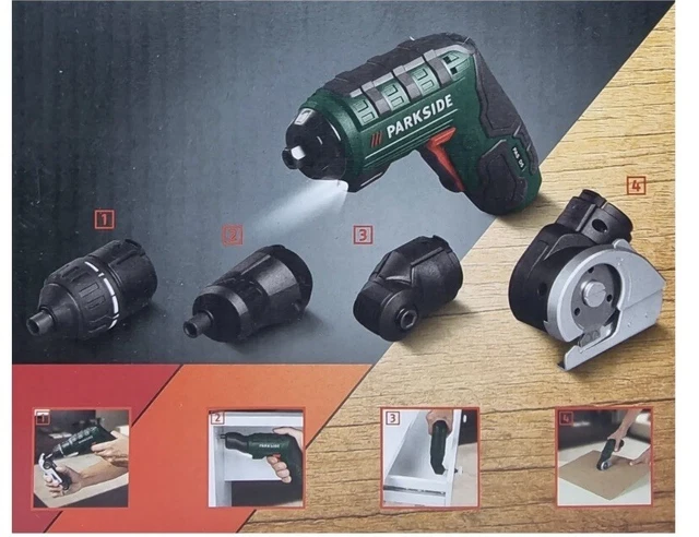 PARKSIDE 4V CORDLESS Screwdriver With 4 Exchangeable Attachments + 26 ...