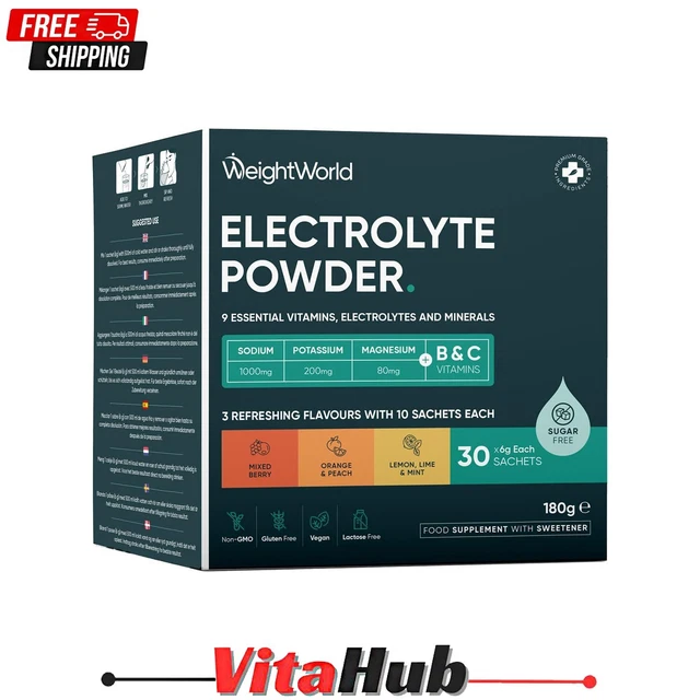 ELECTROLYTE HYDRATION SACHETS | 30 Sugar-Free Sticks | Vitamins ...