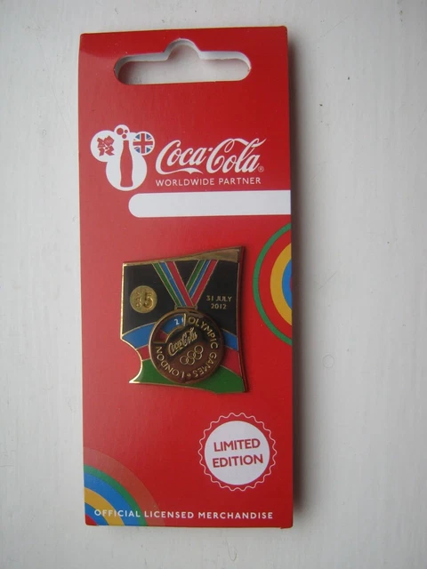 RARE COCA Cola- London Olympic Games Pin Badge 2012-- Day 5 Gold Medal ...