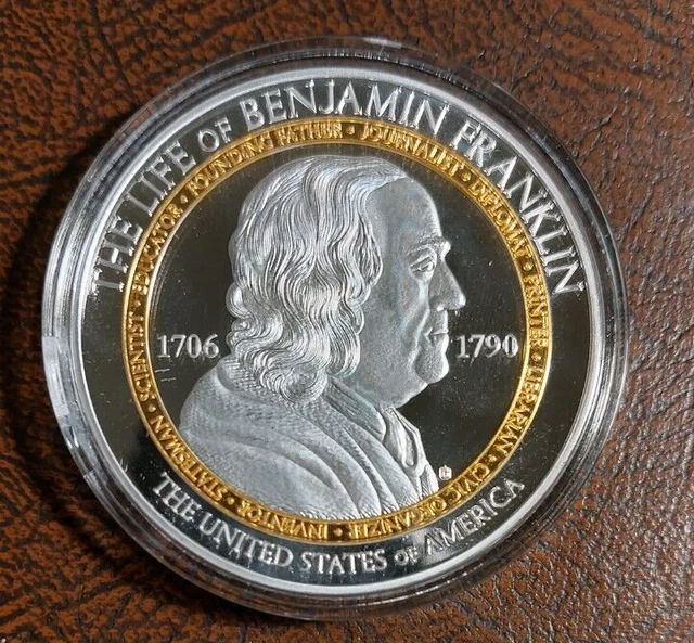 AMERICAN MINT BENJAMIN FRANKLIN INVENTOR COMMEMORATIVE COIN Silver ...