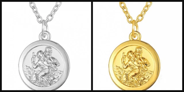 NEW SAINT CHRISTOPHER Religious Symbol Christian Catholic Pendant Chain ...