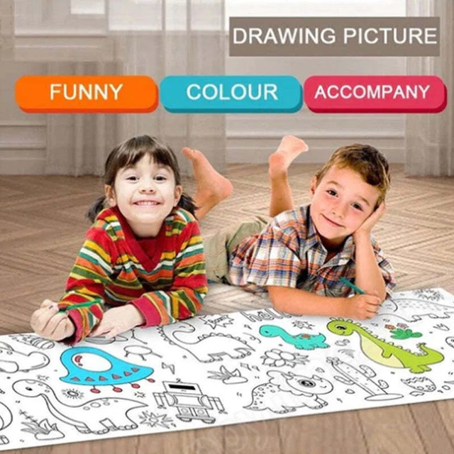 CHILDREN'S DRAWING ROLL, DIY Sticky Color Filling Paper Early ...