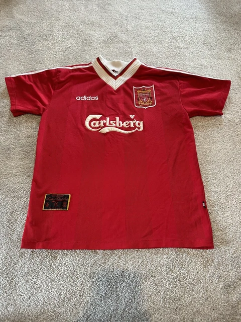 LIVERPOOL FC 95/96 Home Football Shirt Adidas Carlsberg Retro Vintage ...