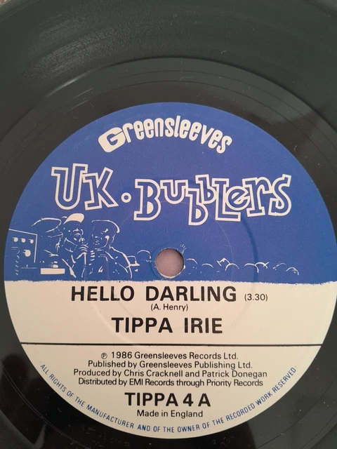 TIPPA IRIE - Hello darling/Same on Greensleeves label. Reggae original ...