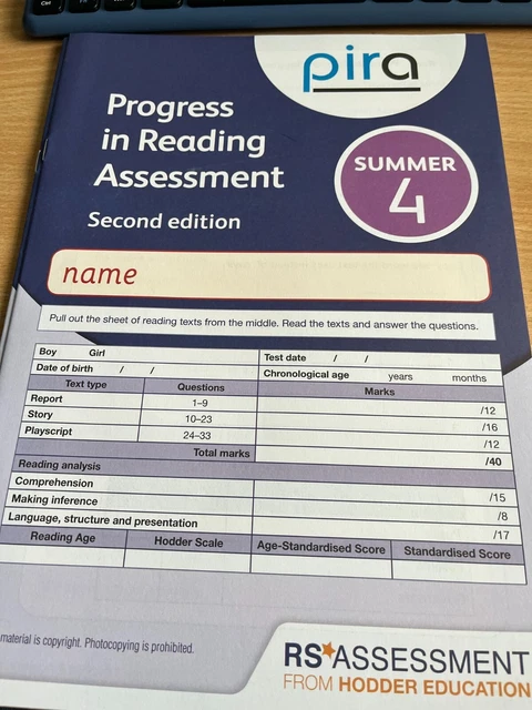 PIRA (PROGRESS IN Reading Assessment) Summer Year 4. See Item ...