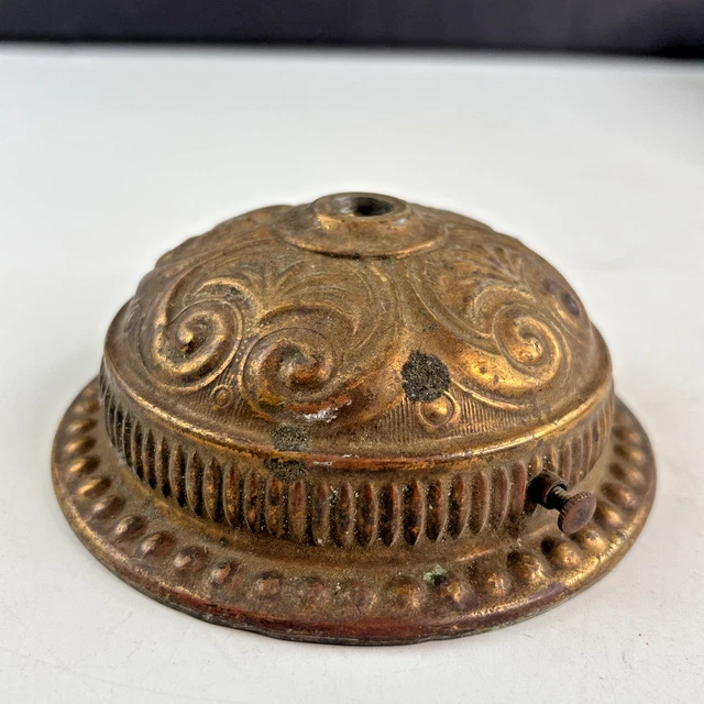 ANTIQUE ORNATE BRASS Font Cup for Victorian Hanging Oil Lamp Part £14. ...