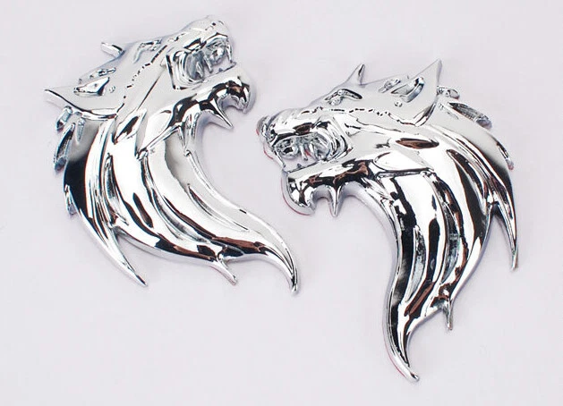 2X WOLF 3D Metall Wolfkopf Chrom Logo Sticker Emblem Aufkleber Auto ...